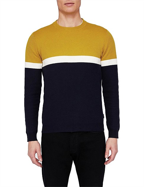 Ted Baker Spears Textured Tri-colour Crew Knit | David Jones