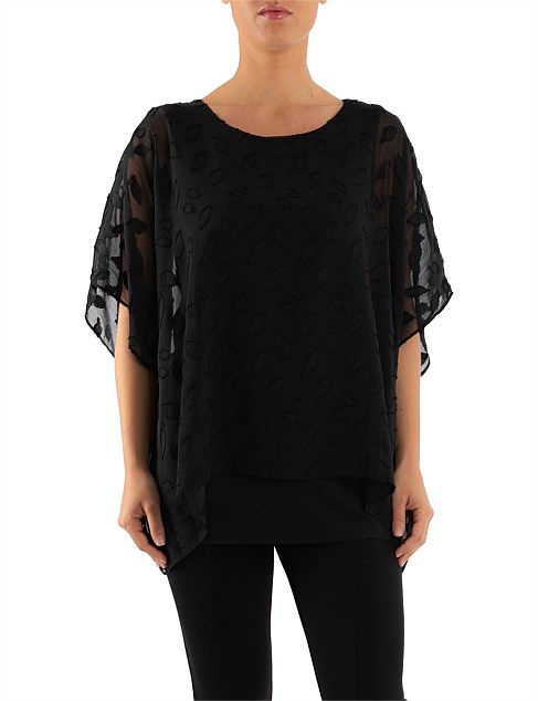 Ping Pong Leaf Design Overlay Top | David Jones