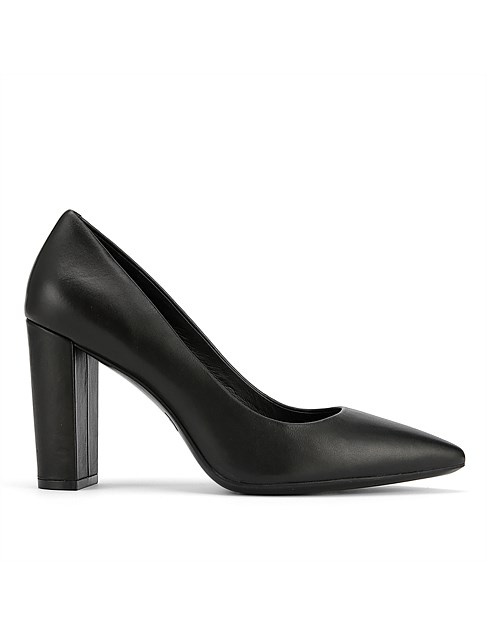 Wittner Hether Black Leather Pointed Toe Block Heel | David Jones