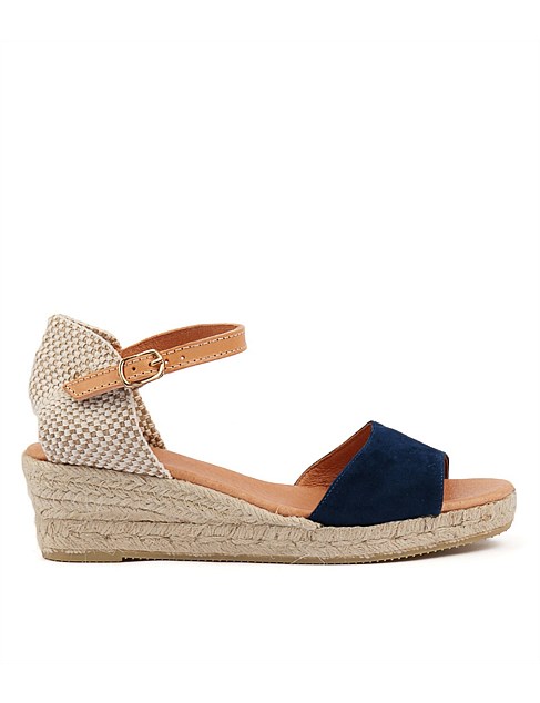 Midas Mango Navy Leather Wedge Sandals | David Jones