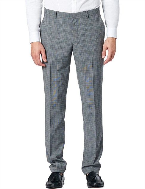 Calibre Slim Light Grey Check Pant S9 | David Jones