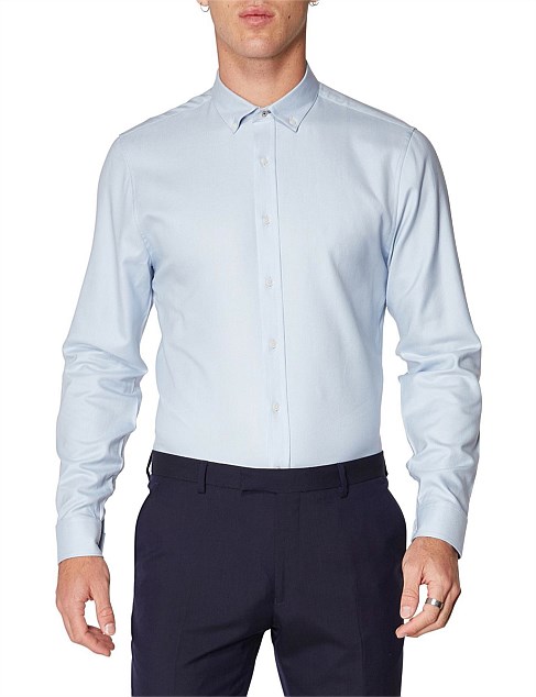 Ben Sherman Ls Formal Diagonal Dobby Pale Blue | David Jones