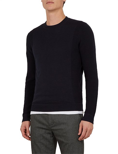 Ted Baker Trull Ls Textured Sleeve Crew Neck | David Jones