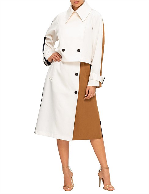 Tibi Techy Twill Color Block Detachable Trench | David Jones