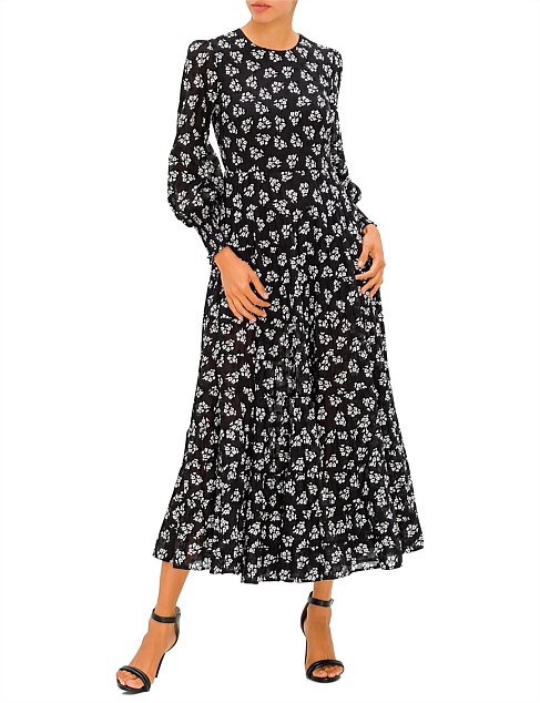 Rixo London Pip Bunch Shadow Floral Dress -Black White Dress | David Jones