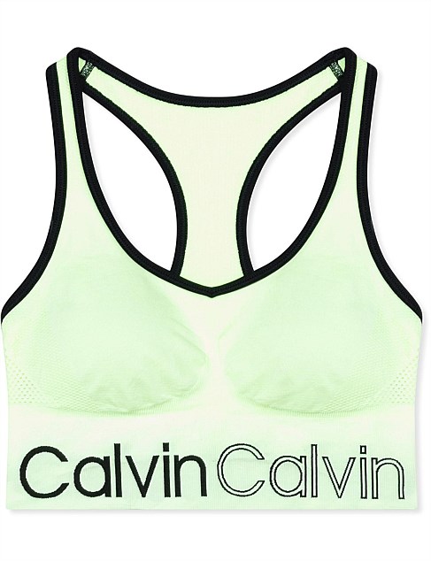 Calvin Klein V-neck Long Line Seamless Sports Bra | David Jones