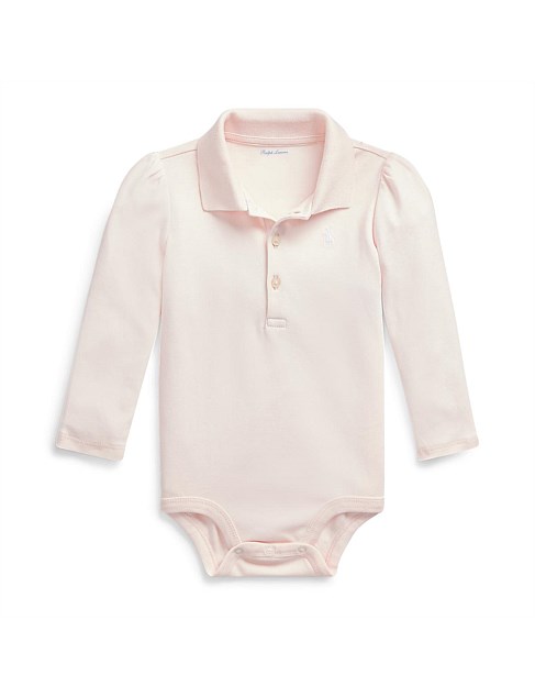 Polo Ralph Lauren Cotton Interlock Polo Bodysuit (3-9 Months) | David Jones