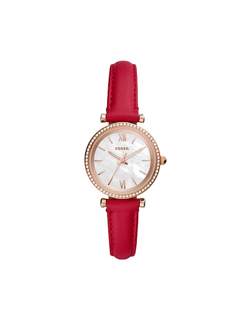 Fossil Carlie Mini Red Analogue Watch | David Jones
