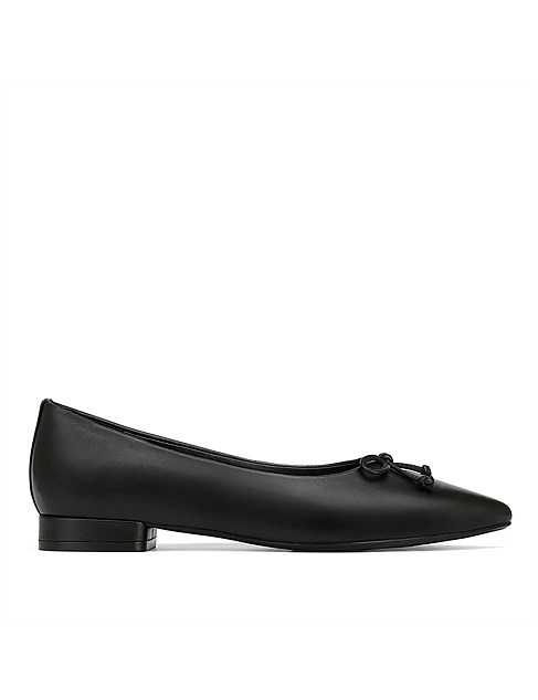 Wittner Marcek Black Leather Pointed Toe Flat | David Jones