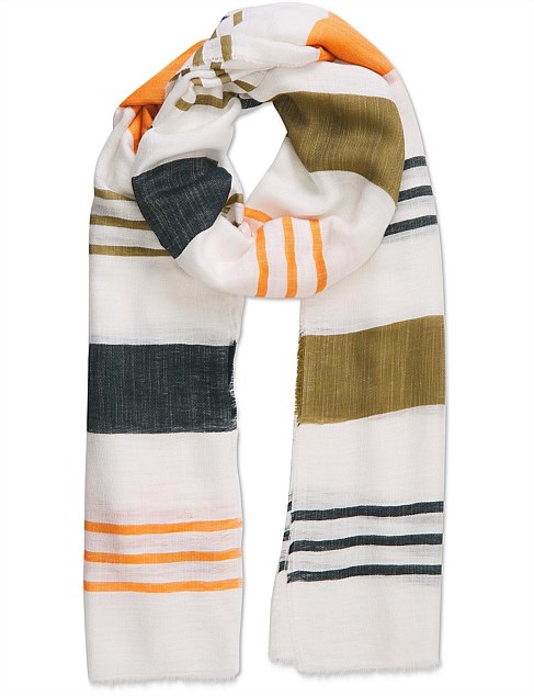 Milana Multi Colour Horizontal Stripe Scarf | David Jones