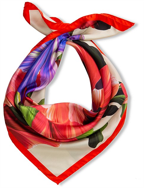 Milana Feature Flower Square Silk Scarf | David Jones