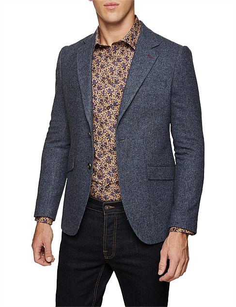 Oxford Blake Wool Blend Herringbone Blazer Navy | David Jones