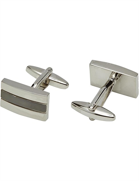 Oxford Block Cuff Links Metallic Silver | David Jones