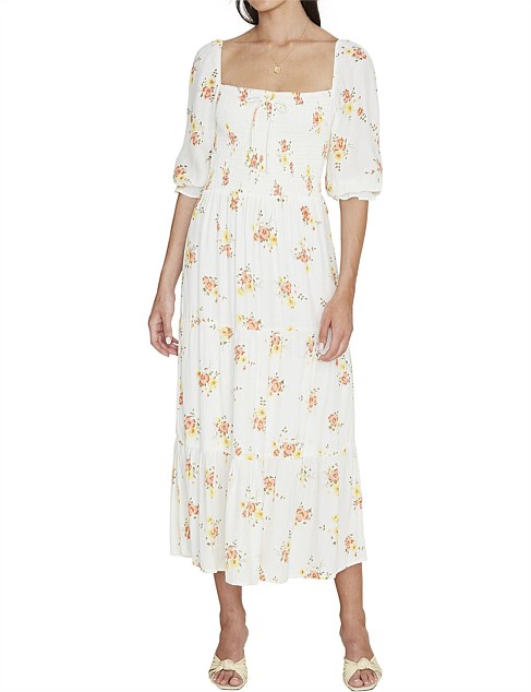 Faithfull the Brand Le Galet Short Sleeve Floral Midi Dress | David Jones