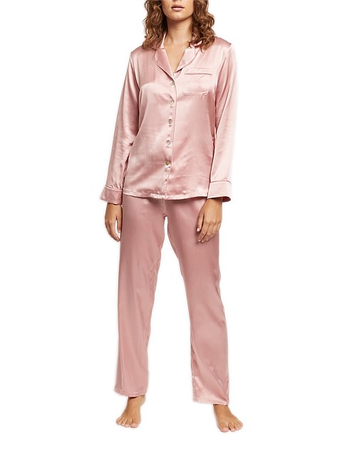 Ginia Fine Finishes Silk Long Sleeve Pant Pyjama Set | David Jones