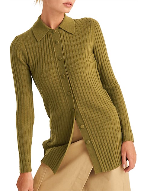 Oroton Long Rib Knit Polo | David Jones