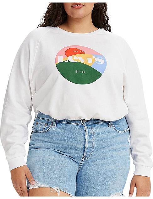 Levi's Curve Curve Vintage Raglan White Circle Logo Sweat | David Jones