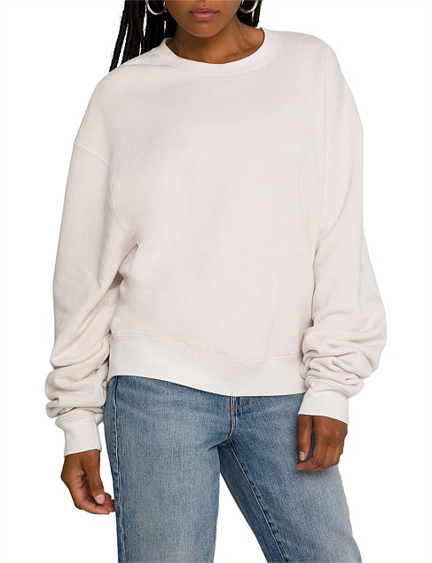 Good American Oversize Cream Crew Sweatshirt | David Jones