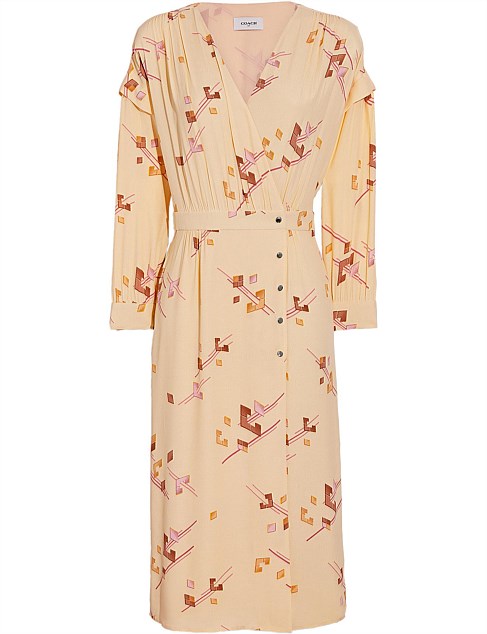 Coach Crepe Draped Midi Dress | David Jones