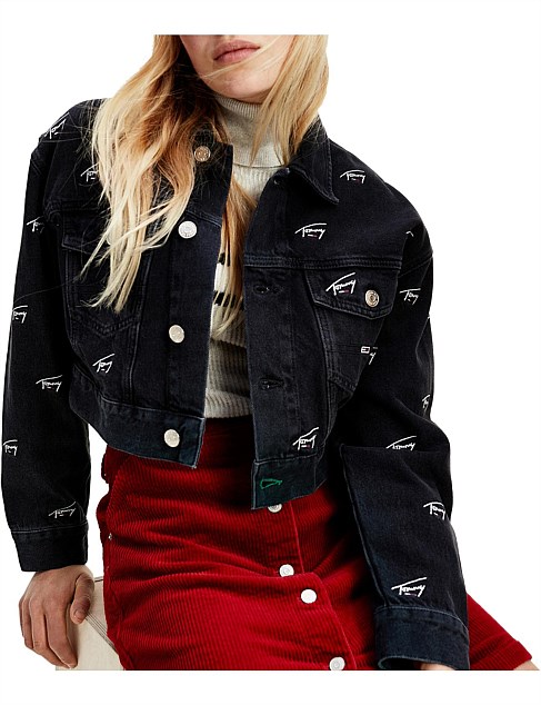 Tommy Jeans Crop Denim Black Rigid Jacket Svcbkr | David Jones