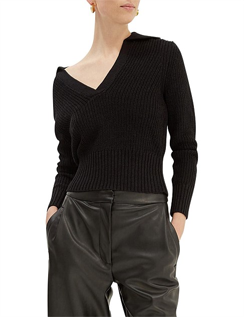 Saba Tina Long Sleeve Tape Yarn Knit Polo | David Jones