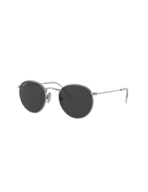 Ray-ban Round Silver Phantos Titanium Sunglasses | David Jones