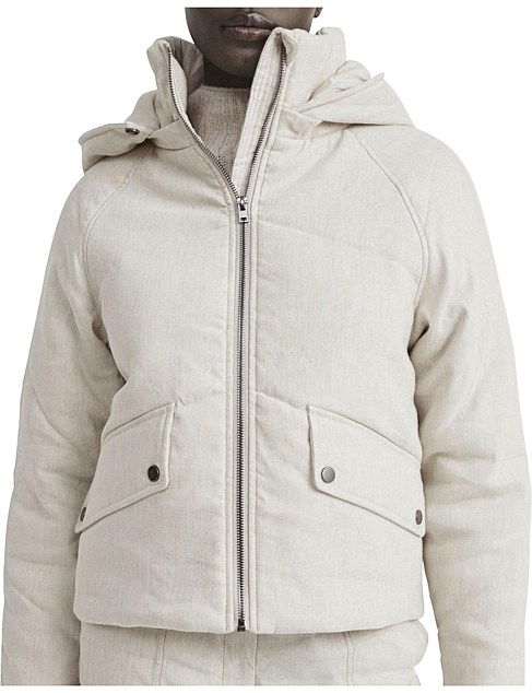 Witchery Stretch Linen Puffer | David Jones