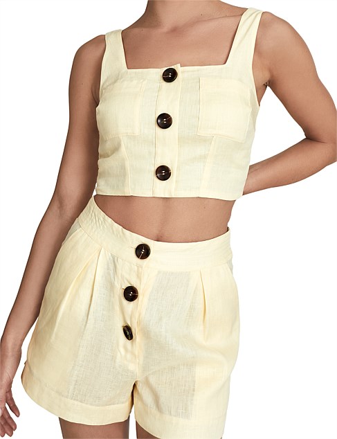 Reiss Alma Cropped Linen Top | David Jones