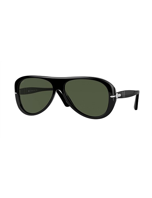 Persol Black Green Pilot Acetate Sunglasses | David Jones
