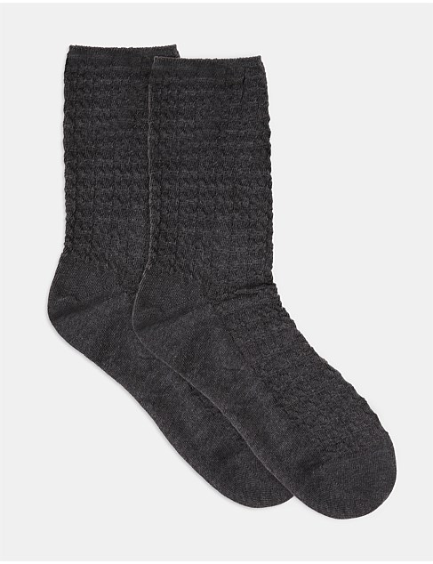Levante Textured Cotton Sock Slate | David Jones