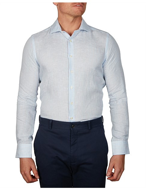Simon Carter Ls Supersoft Linen Strpe Shirt | David Jones