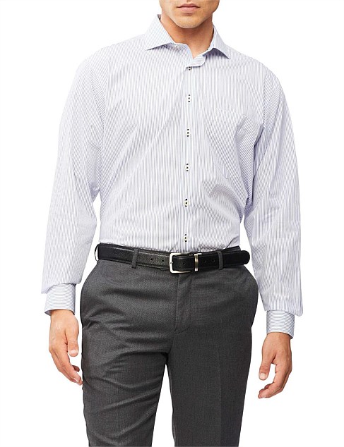 Geoffrey Beene Stripe Reg Ls White Shirt | David Jones