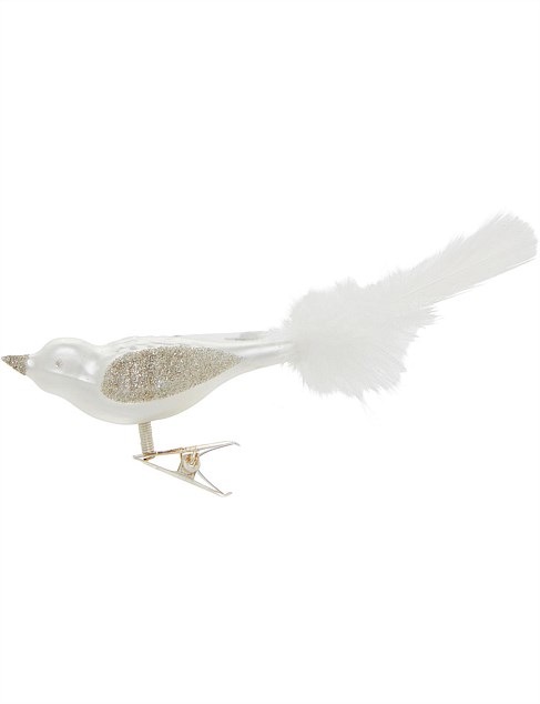 David Jones Small White Gold European Glass Bird Ornament | David Jones