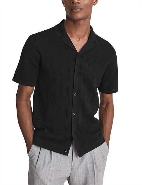 Reiss Omar Jacquard Cuban Collar Shirt | David Jones