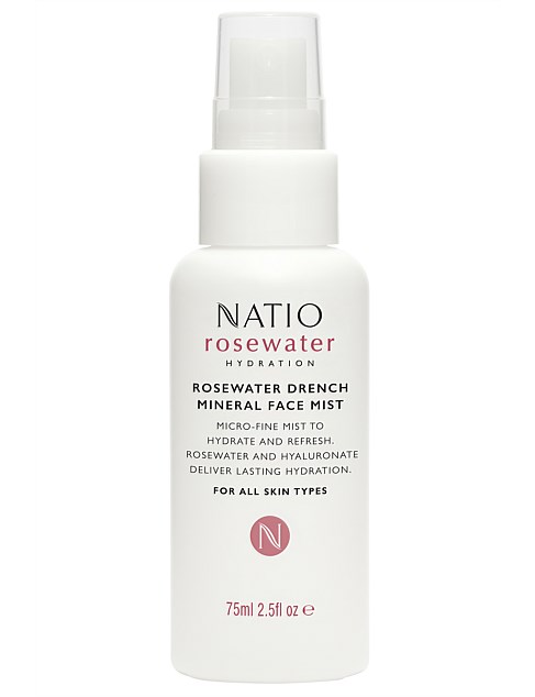 Natio Rosewater Hydration Drench Mineral Face Mist 75ml | David Jones