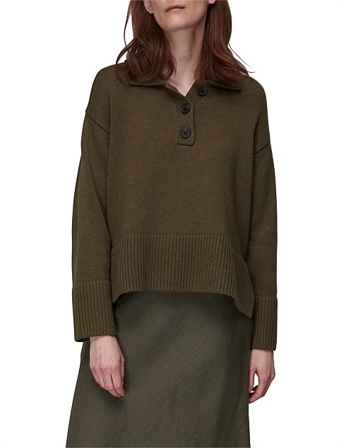 Whistles Button Front Polo Knit | David Jones