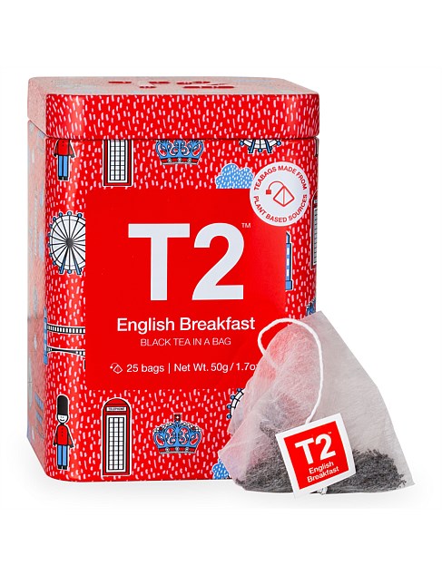 T2 English Breakfast Icon Tin -25 Bio Tea Bags | David Jones