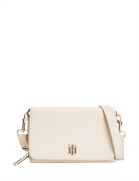 Tommy Hilfiger Small Th Soft Beige Crossbody Bag | David Jones