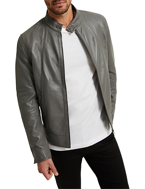 Calibre Zip Front Leather Jacket | David Jones