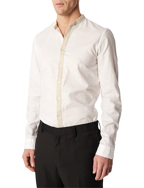 Calibre Contrast Stand Collar Shirt | David Jones