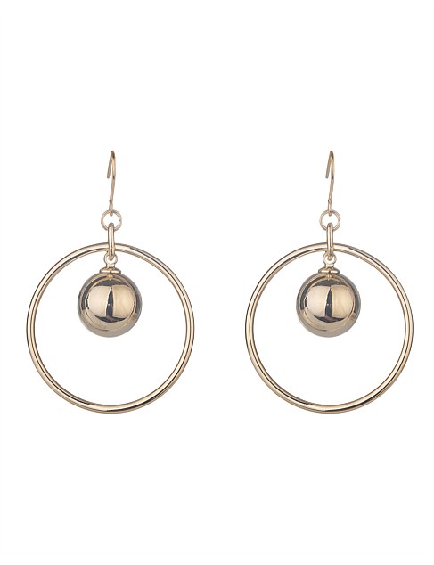 David Jones Hoop Drop With Ball Centre Earrings | David Jones