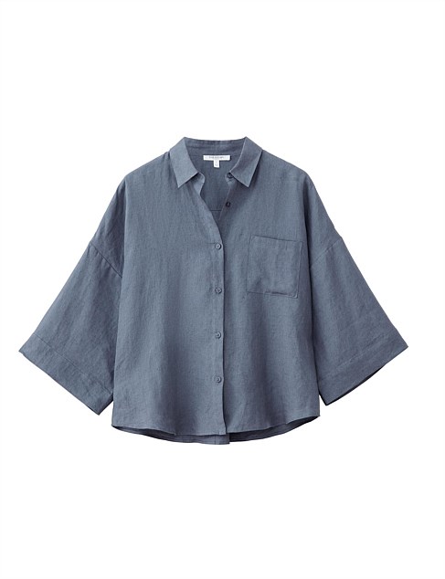 Sheridan Abbotson Cropped Sleeve Shirt In Ink -Medium | David Jones