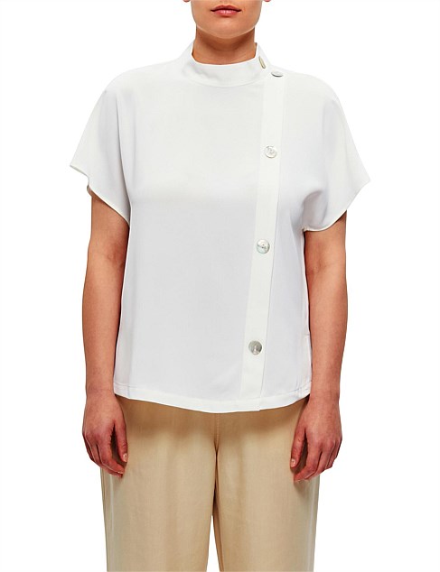 David Jones Short Sleeve Funnel Neck Top | David Jones