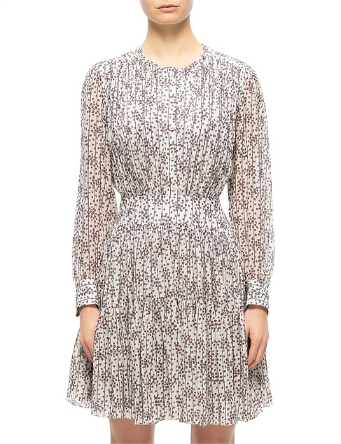 Chloé Stripe Flower Silk Georgette Long Sleeve Shirt | David Jones