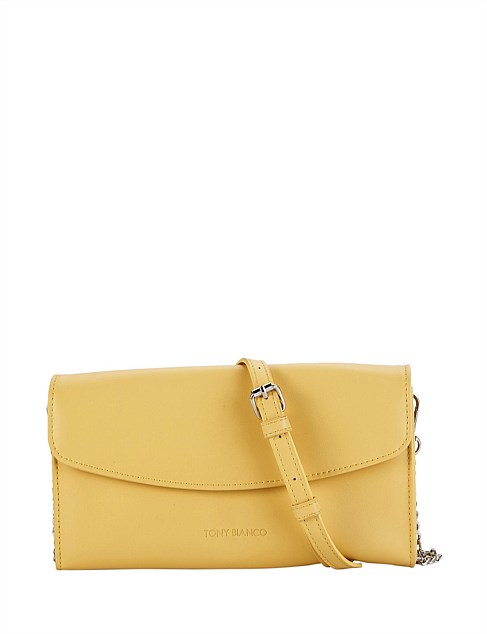Tony Bianco Vincent Yellow Chain Clutch Wallet | David Jones