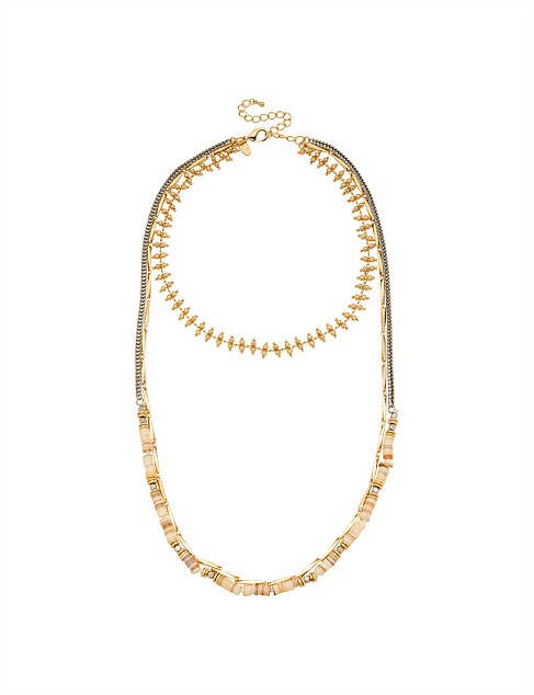 David Lawrence Multi Shell Disc & Metal Necklace | David Jones