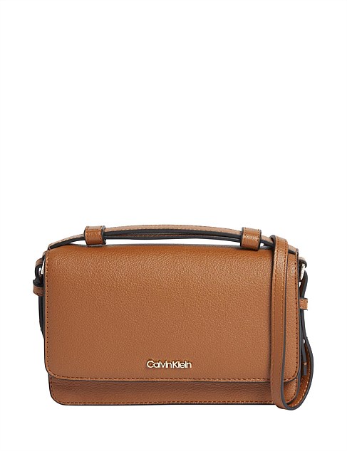 Calvin Klein Must Caramel Fold Over Top Handle Mini Bag | David Jones