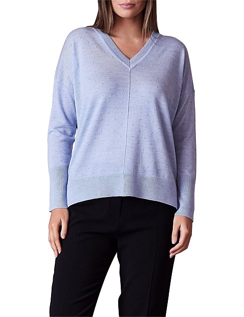 Perri Cutten Bobble V-neck Jumper | David Jones