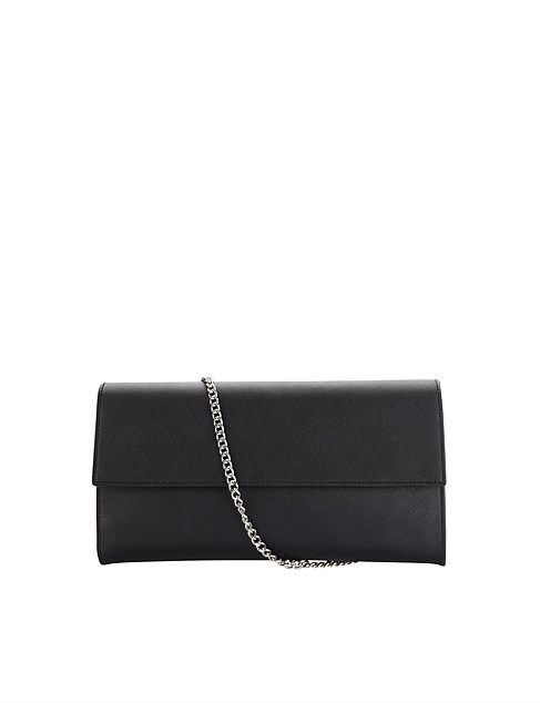 Tony Bianco Timothy Chain Black Crosshatch Wallet | David Jones