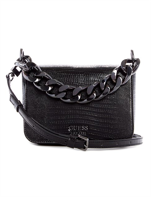 Guess Tullia Black Lizard Mini Crossbody Bag | David Jones